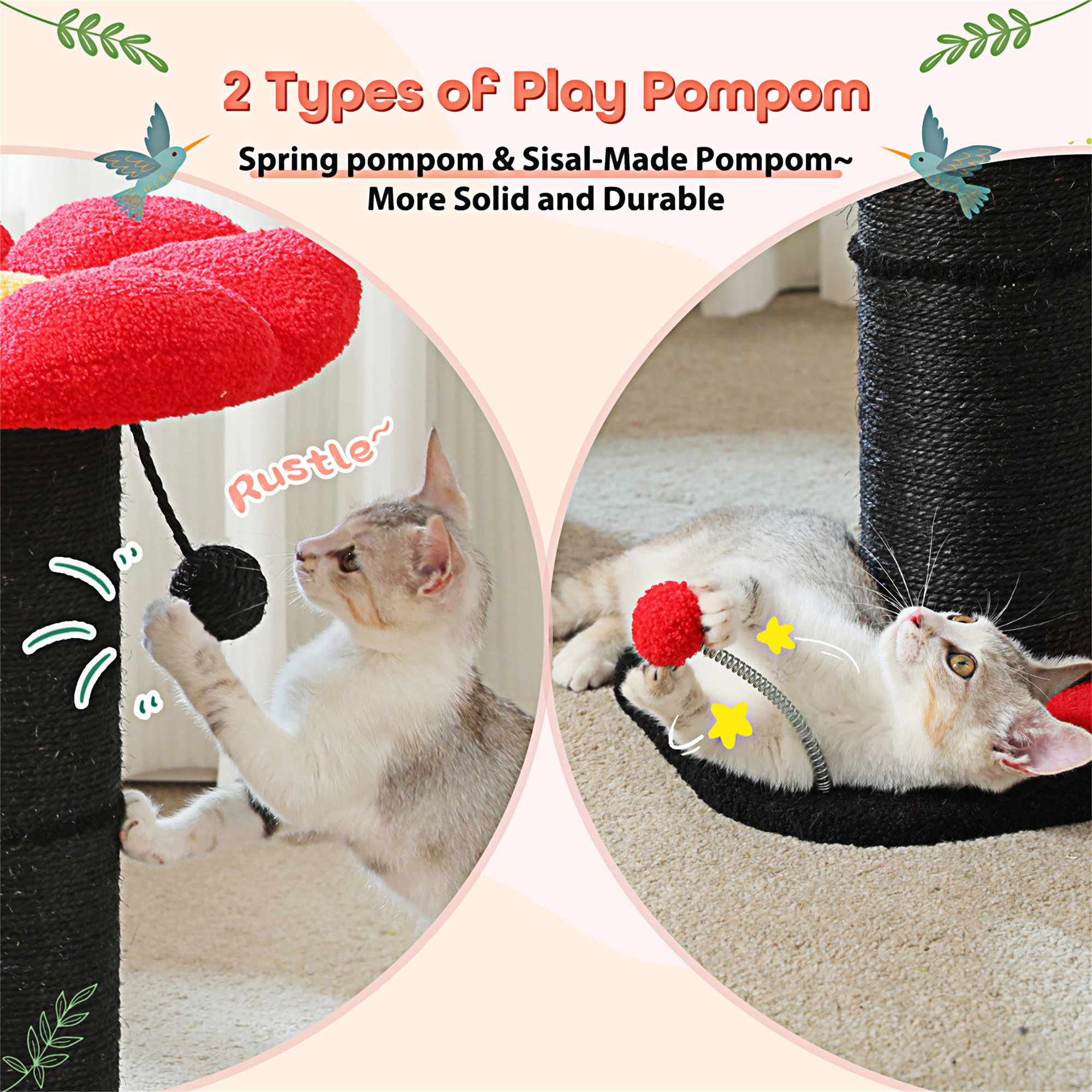 Tucker Murphy Pet™ PEQULTI Flower Cat Scratching Post, Small Cat Tree ...